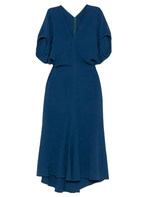 Victoria Beckham V-neck Short Sleeve Dress - Blue