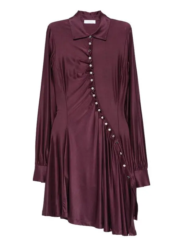 Rabanne Asymmetrical Ruched Dress - Purple