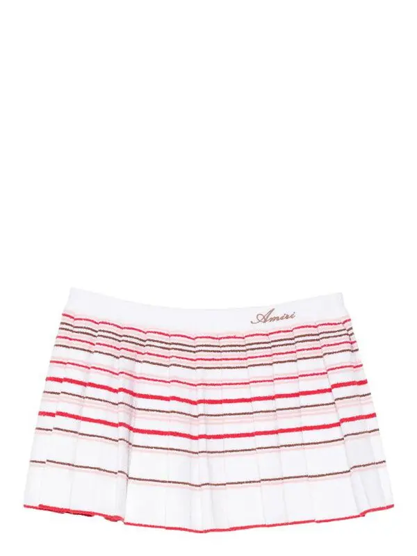 Amiri Pleated Skirt With Horizontal Stripes - White