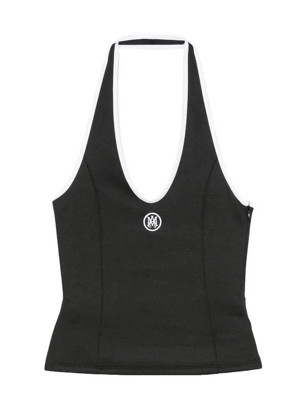 Amiri Halterneck Tank Top With Embroidered Logo - Black