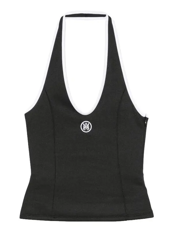 Amiri Halterneck Tank Top With Embroidered Logo - Black