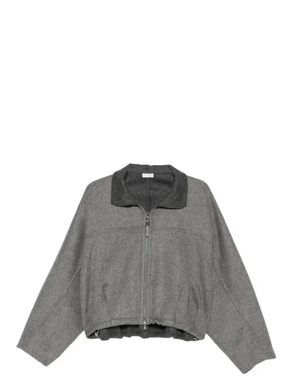 Brunello Cucinelli Oversized Jacket With Monili Detail - Gray