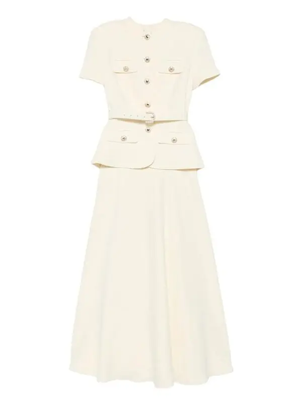 SELF-PORTRAIT Embellished Belted Day Dress - Yellow