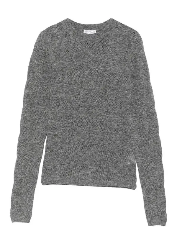 Brunello Cucinelli Open-knit Crew Neck Sweater - Gray