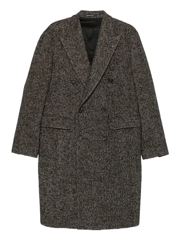 Tagliatore Double-breasted Herringbone Coat - Brown