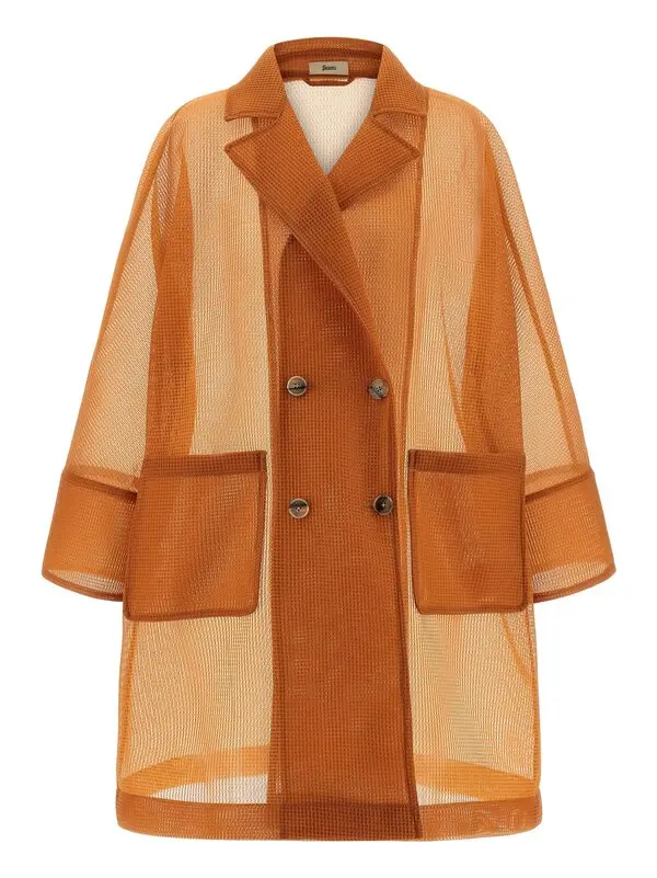 Herno Double-breasted See-through Coat - Orange