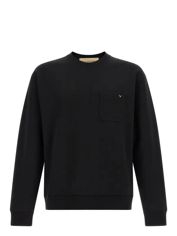 Valentino Garavani Cotton Blend Sweatshirt With 'vgold' Logo - Black