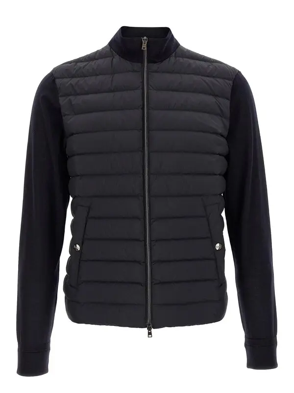 Herno Padded Cardigan With High Collar And Zip Closure - Blue