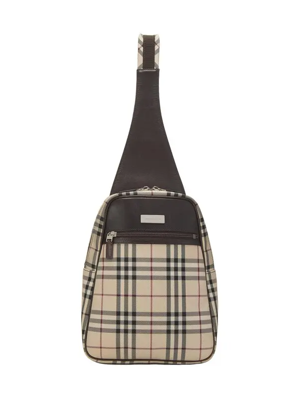 Burberry Nylon Check Backpack - Brown