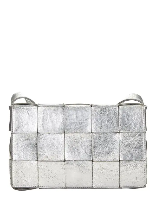 Bottega Veneta Maxi Intrecciato Cassette Shoulder Bag - Silver