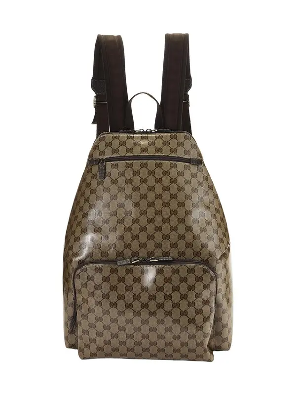 Gucci Original Gg Crystal Canvas Travel Backpack - Brown