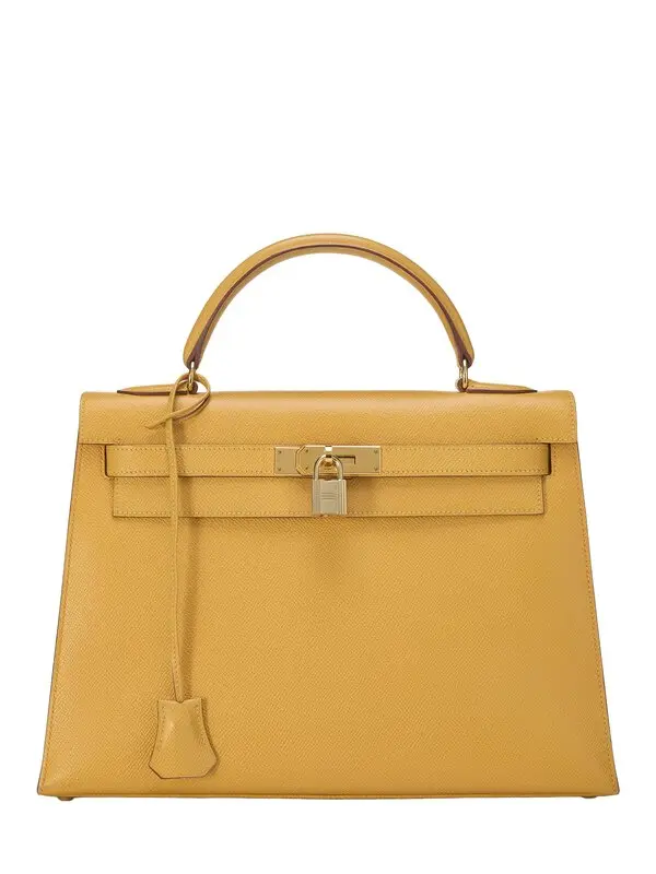 Hermès Jaune D'or Courchevel Leather Kelly Sellier 32 - Yellow