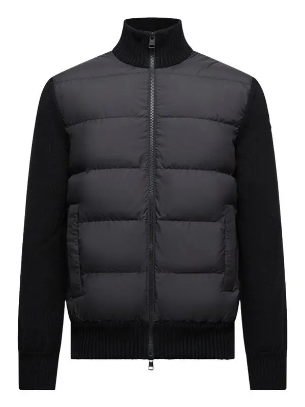 Moncler High Neck Zip-up Padded Cardigan - Black