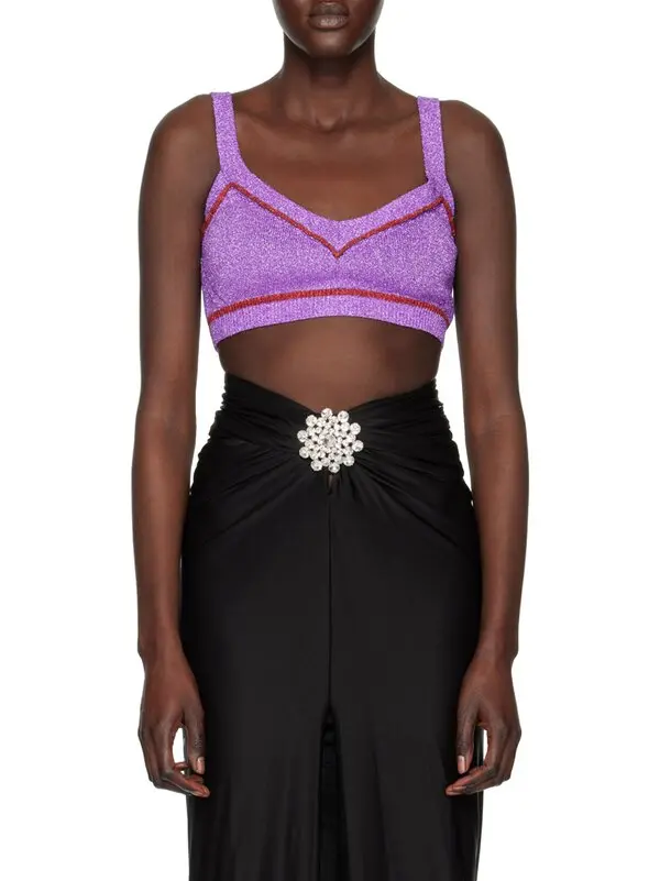 Rabanne Metallic Knit Cropped Top - Black