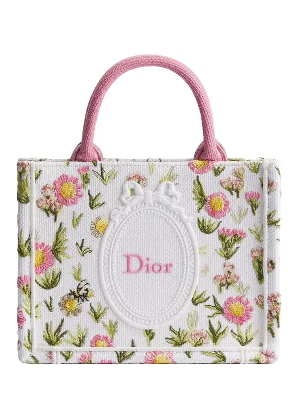 Dior Mini Book Tote With Strap - White