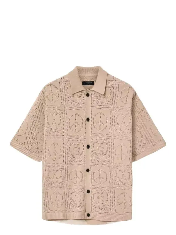 ALLSAINTS Short-sleeved Knitted Cardigan - Sand Taupe