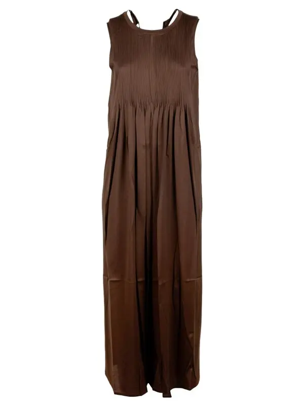 Max Mara Sleeveless Pleated Dress - Brown