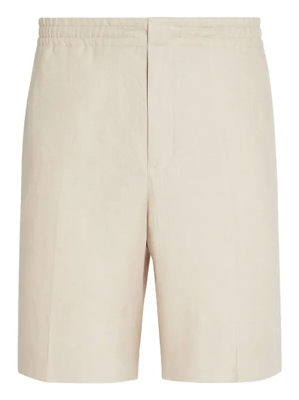 Zegna Oasi Lino Linen Shorts - Light Beige