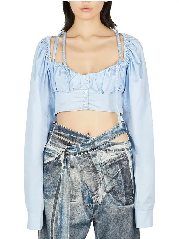Ottolinger Pleated Round-neck Blouse - Blue