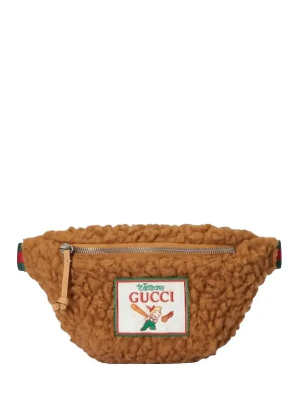 Gucci Wool Belt Bag With Patch - Brown