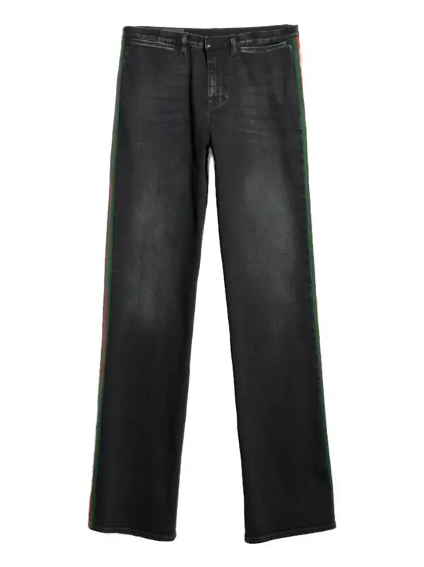 Gucci Low Straight Jeans With Web Detail - Blue Washed