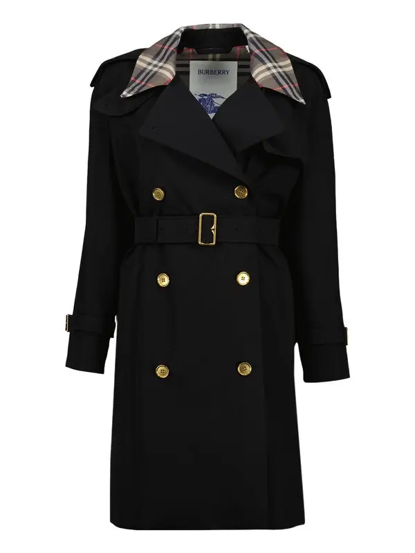 Burberry Double Breasted Belted Trench Coat - Black