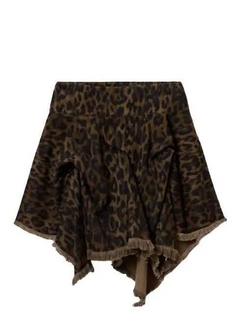 ALLSAINTS Crissy Leopard Print Denim Mini Skirt - Leppo Brown