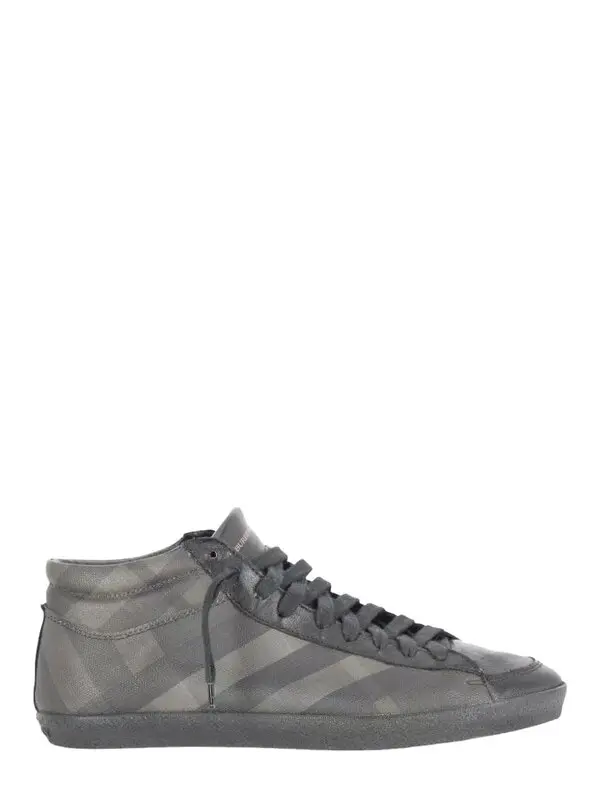 Burberry Check-print Coated Canvas High-top Sneakers - Grey