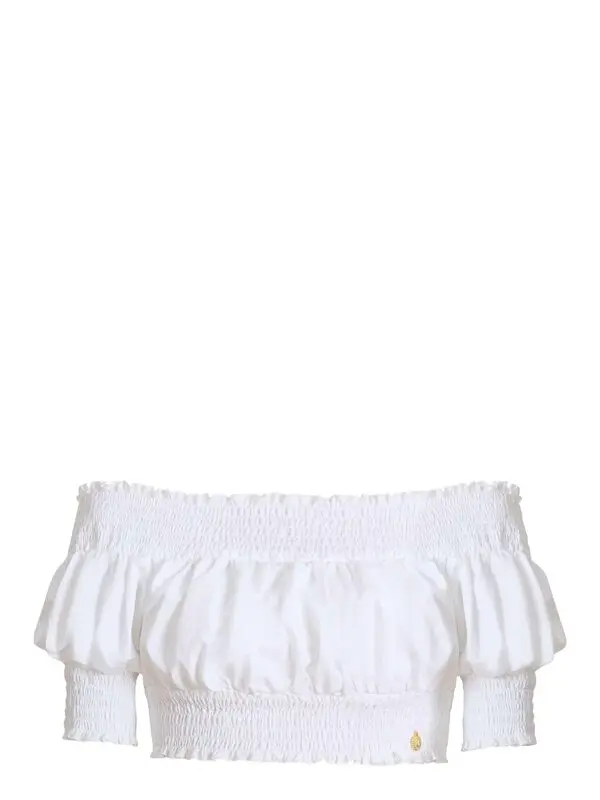 Balmain Off-the-shoulder Poplin Blouse - White