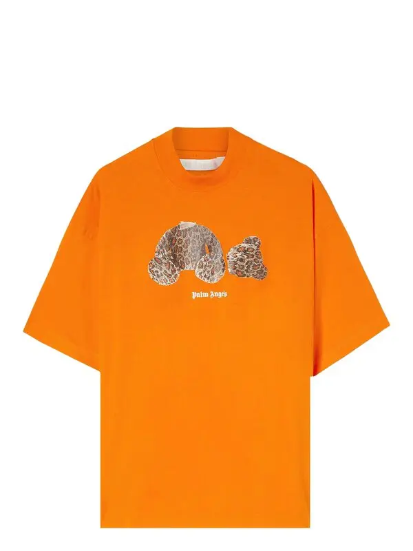 Palm Angels Leopard Bear Graphic T-shirt - Orange
