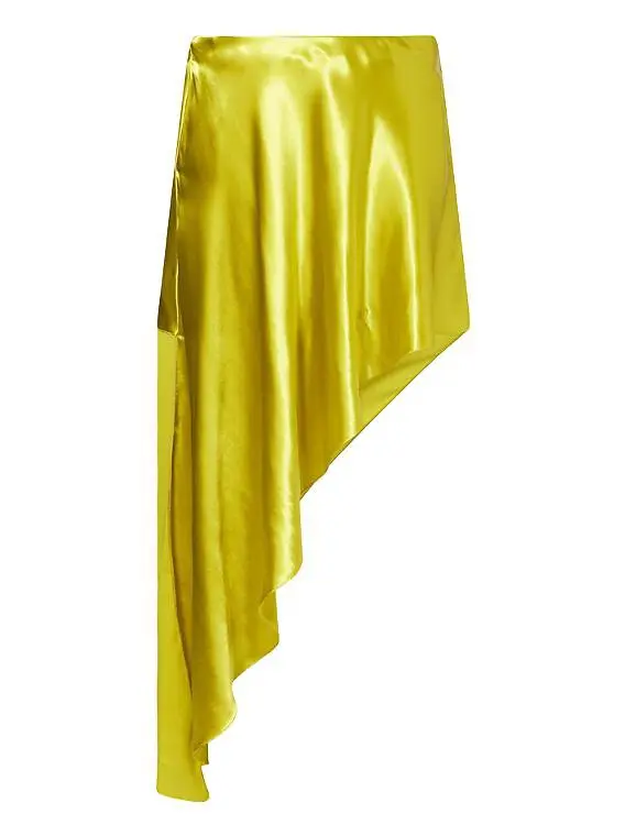 Alaïa Pointed Asymmetric Satin Mini Skirt - Lime
