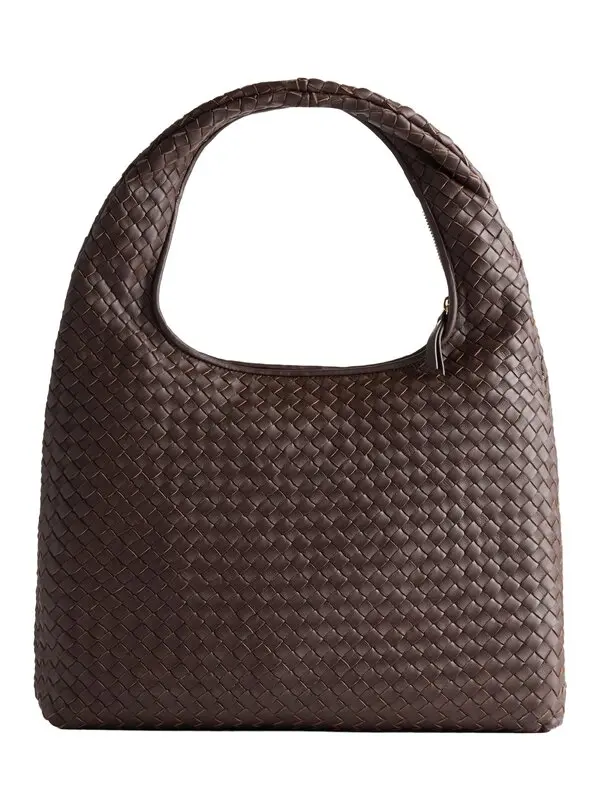 Quince Elodie Handwoven Shoulder Bag In Italian Sheep Leather - Espresso Brown
