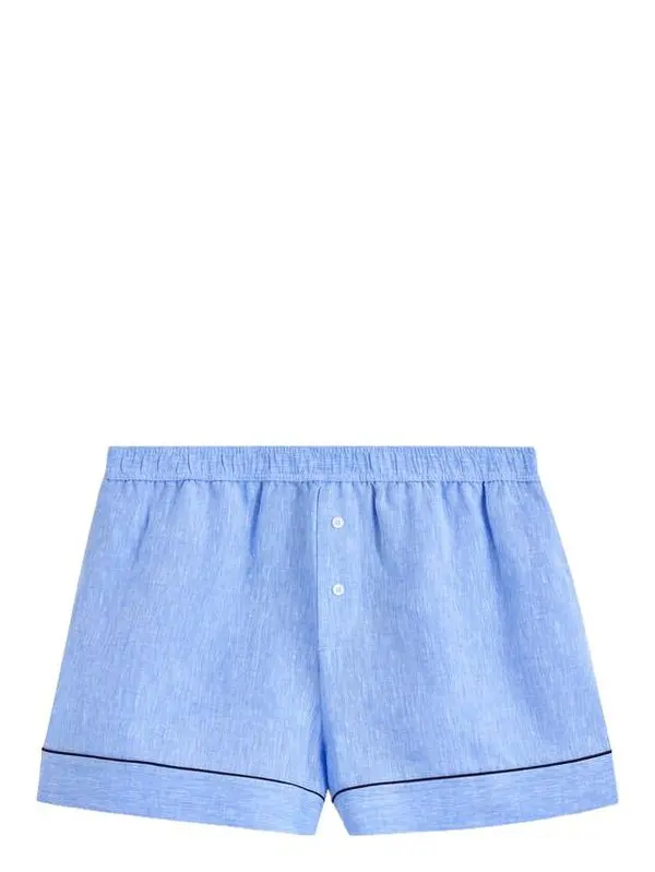 Cos Contrast-piped Linen Shorts - Blue