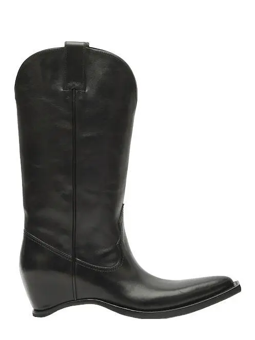MAISON MARGIELA Heelless Leather Western Boots - Black