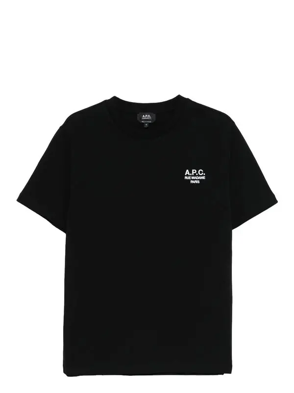 A.p.c. Organic Cotton Embroidered Logo Crewneck T-shirt - Black