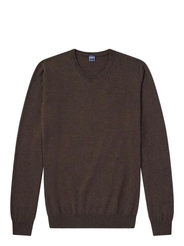 Fedeli One-ply Cashmere Crewneck Sweater - Brown