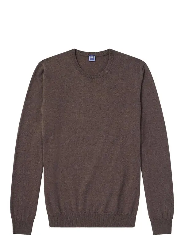 Fedeli One-ply Cashmere Crewneck Sweater - Brown
