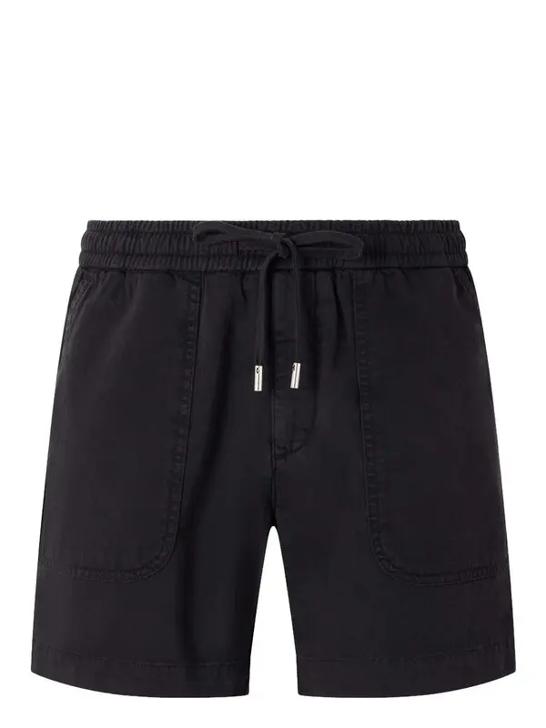Mr P. Straight-leg Cotton Drawstring Shorts - Black