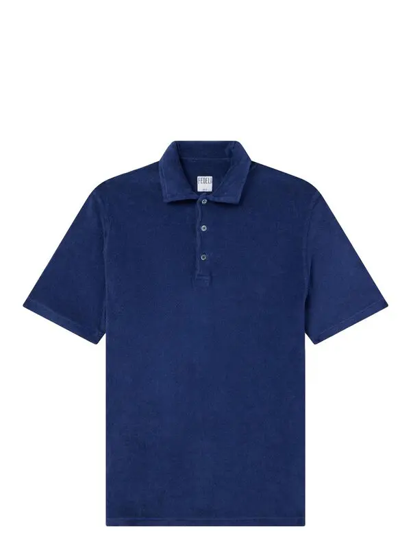 Fedeli Mondial Cotton-terry Polo Shirt - Blue