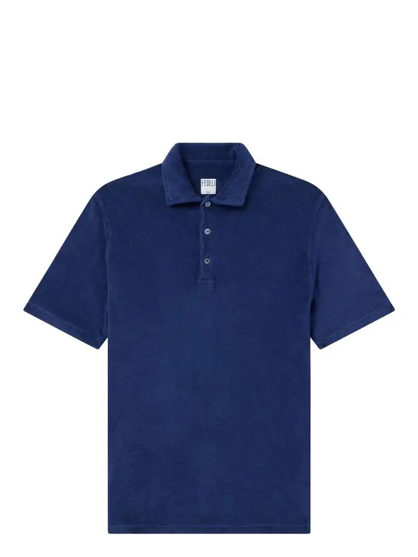 Fedeli Mondial Cotton-terry Polo Shirt - Navy