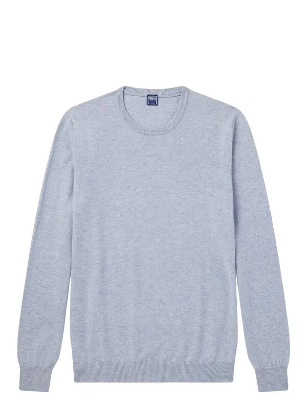 Fedeli One-ply Cashmere Crewneck Sweater - Blue