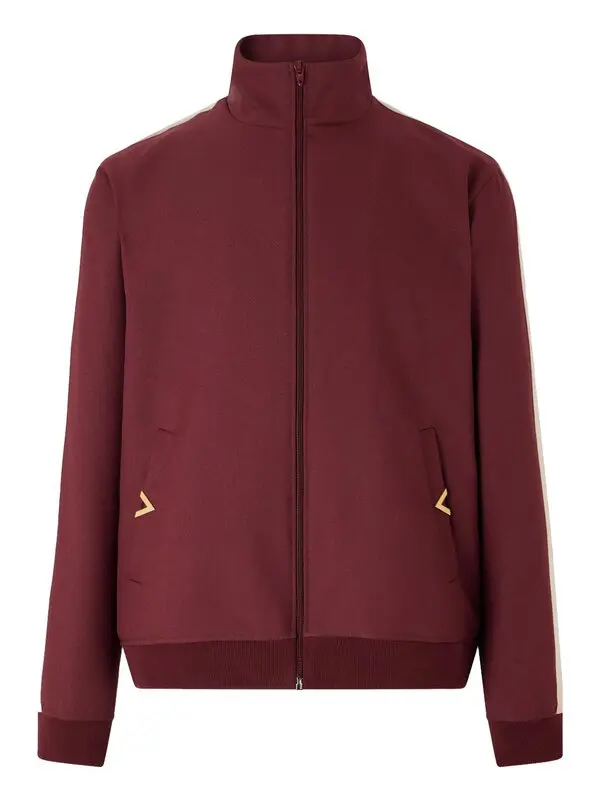 Valentino Garavani Zip-up Sweater With Striped Detailing - Burgundy