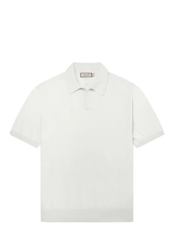 Canali Cotton And Silk-blend Polo Shirt - Cream