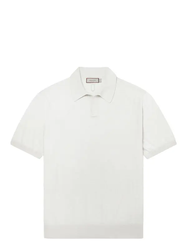 Canali Cotton And Silk-blend Polo Shirt - Neutrals