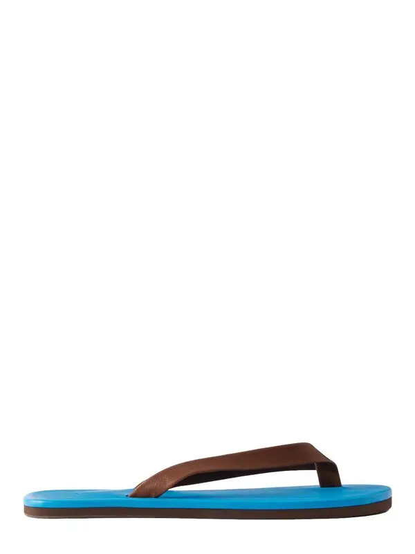 Auralee Leather Flip Flops - Blue
