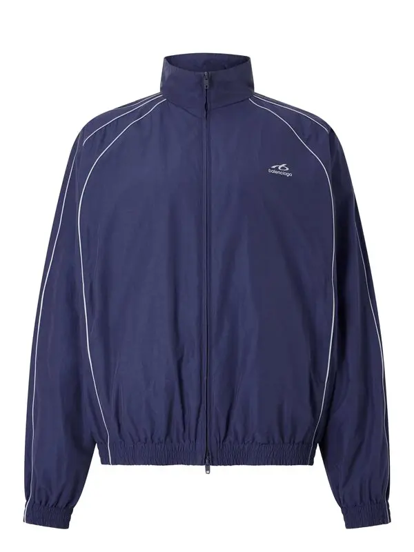 Balenciaga Logo-print Cotton-blend Track Jacket - Blue