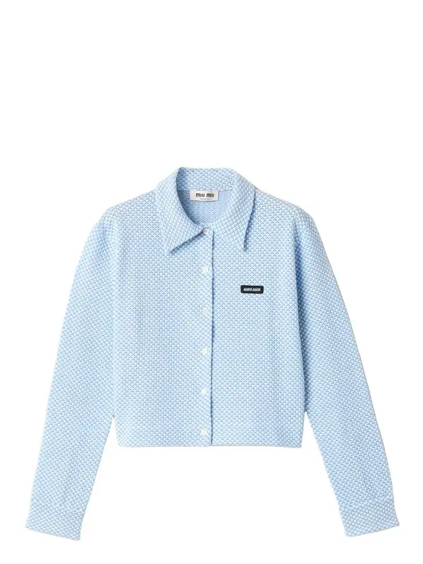 Miu Miu Jacquard Knit Shirt - White  / Sky Blue