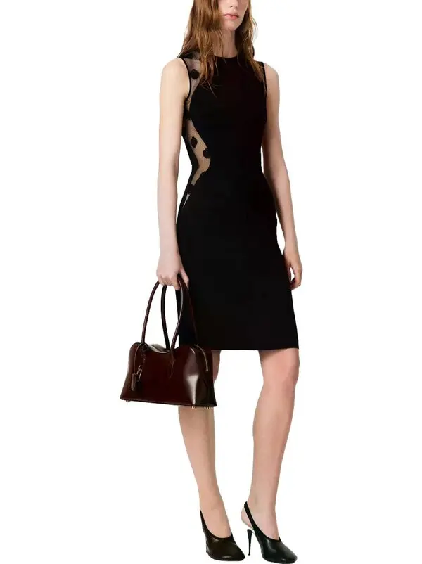 Stella McCartney Polka-dot Mesh-panel Mini Dress - Black