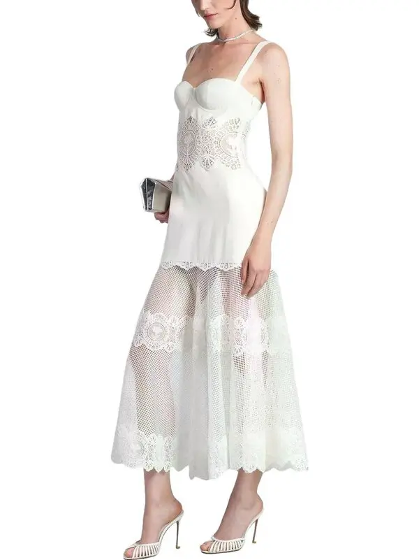 Retrofete Olenna Guipure Lace-panelled Midi Dress - White