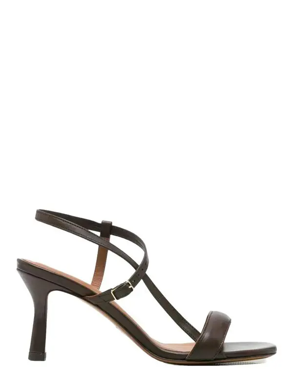 Maje Leather Crossover Strap Sandals - Brown